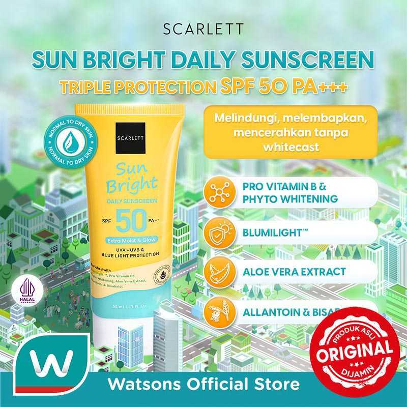 Promo Scarlett Sun Bright Sunscreen Spf 50 Pa+++ Diskon 20% Di Seller Watsons Official Store ...