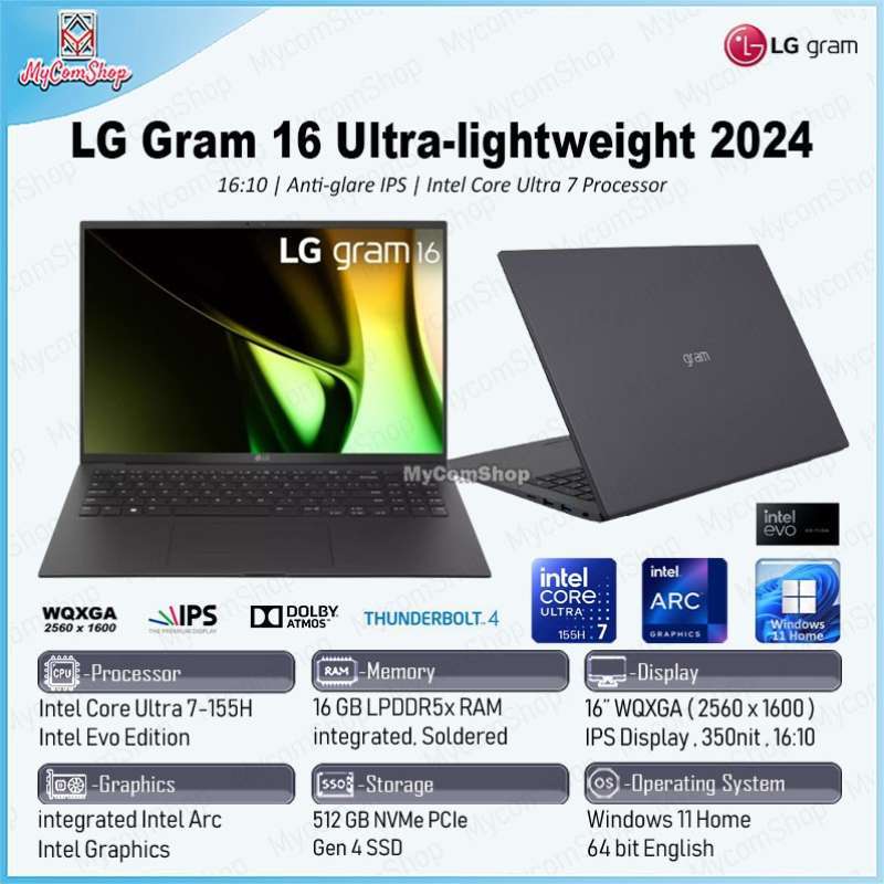 Jual Lg Gram 16 16z90s Ultra 7 155h 16gb RAM 512gb Ssd Intel Arc 16 ...