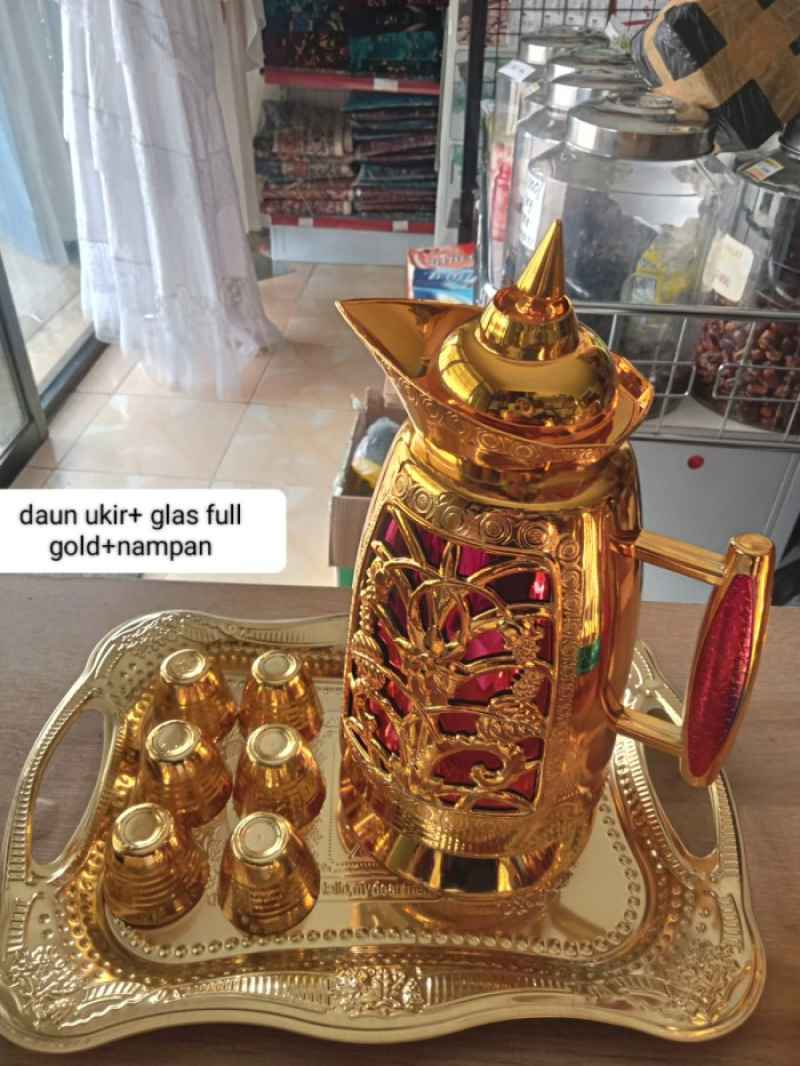 Promo Termos/teko Vakum Flask Arab Set ( Nampan S+termos Vakum+ Gelas ...