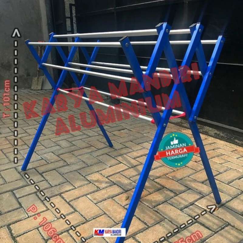 Promo Jemuran Baju / Pakaian Aluminium Warna+hanger Ukuran 180cm ...