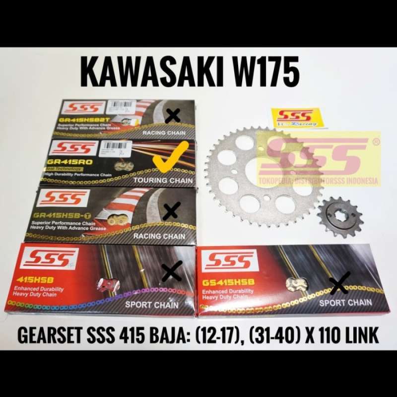 Promo Gearset/girset/gir Set Sss 415 Kawasaki W175 Gold Ro/oring Diskon ...