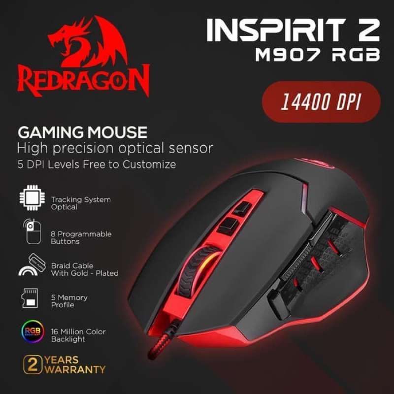 Promo 100% Produk Ori Redragon M907rgb Gaming Mouse Rgb Inspirit 2 ...