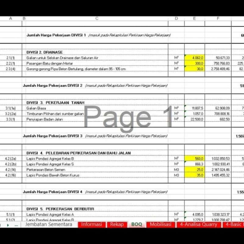 Jual File Perhitungan Dan Rencana Anggaran Biaya Rab Perkerasan Jalan ...