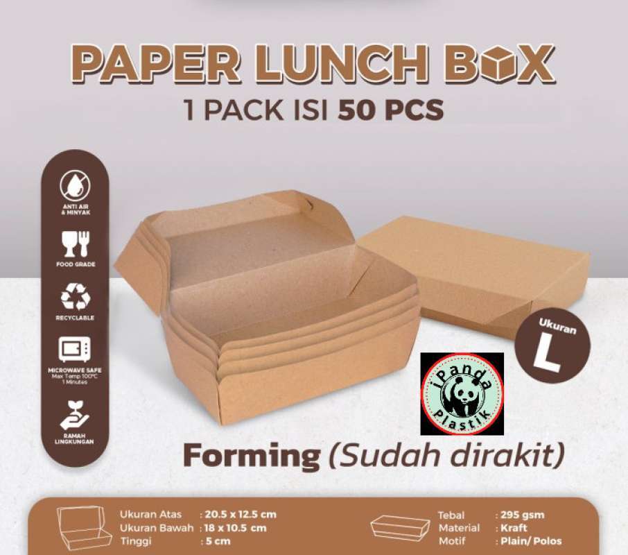 Jual Paper Lunch Box [forming] Kraft Ukuran L - Lunch Box Cokelat L Di Seller Shin Store ...