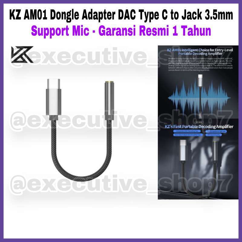 Jual Kz Am01 Dongle Adapter Dac Type C To Jack 3.5mm - Support Mic - Garansi Resmi 1 Tahun Di ...