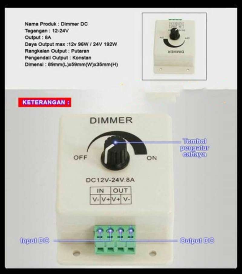 Promo Dimmer Putih Dc 12-24v 8a Single Colour Diskon 23% Di Seller ...