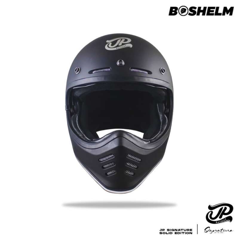 Jual Helm Cakil Jp Signature Solid Hitam Doff Helm Retro Full Face Sni ...