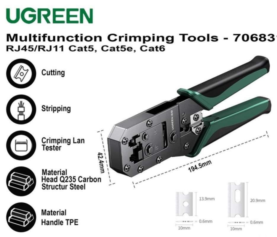 Jual Ugreen Tang Crimping Tool Rj45 Rj11 Lan Network Krimping Anti ...