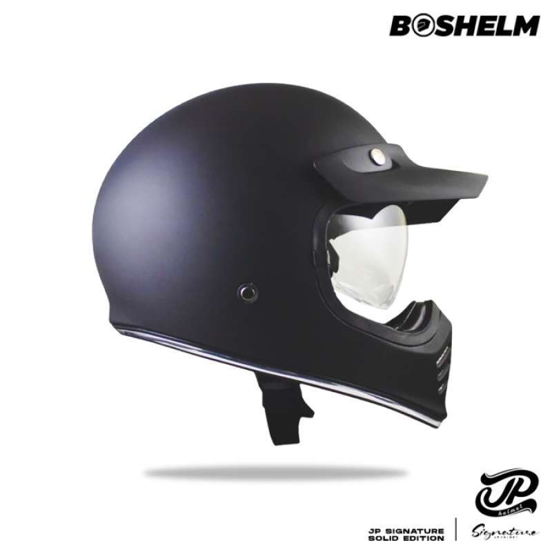 Jual Helm Cakil Jp Signature Solid Hitam Doff Helm Retro Full Face Sni ...