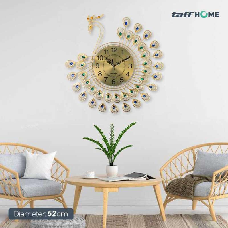 Jual Jam Dinding Quartz Clock Diamond Peacock 52cm H19 Tidur Alarm ...