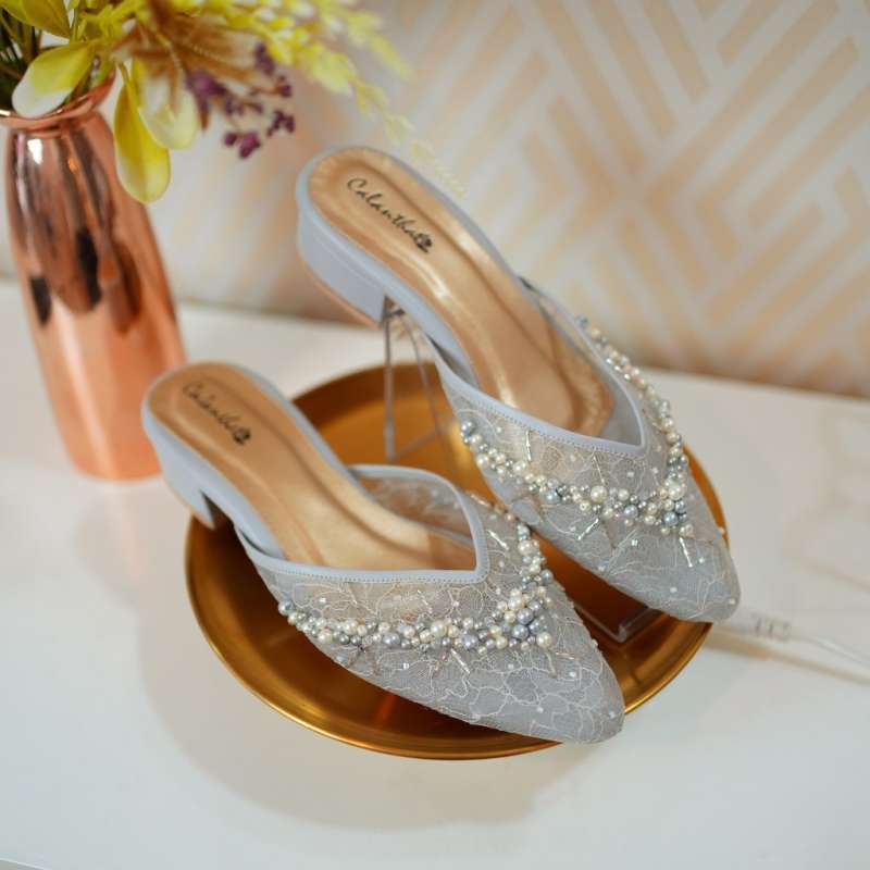 Promo Sepatu Pesta Wanita Wedding Shoes Selop Payet Sierra Heels 3 Cm ...