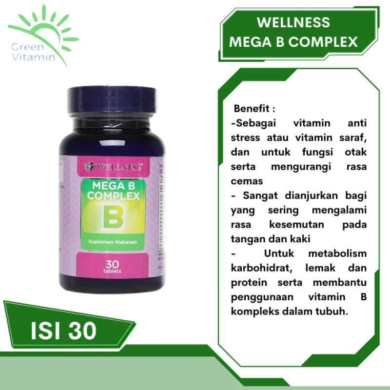 Promo Wellness Mega B Complex 30 Tab Bpom Kompleks Original Diskon 33% ...