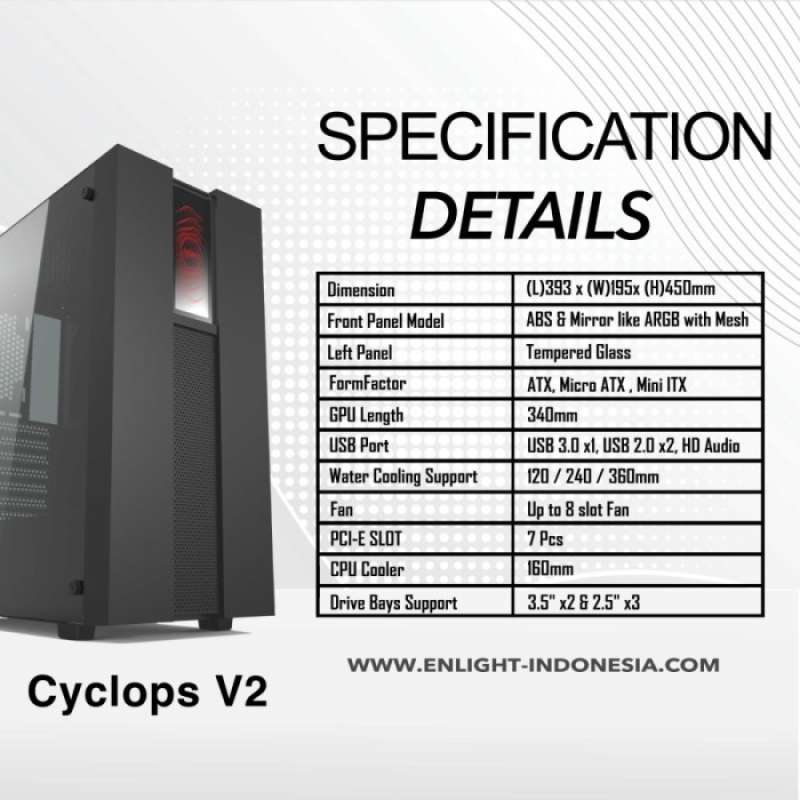 Promo Casing Infinity Cyclops V2 - Atx, Matx Gaming Case - No Fan ...