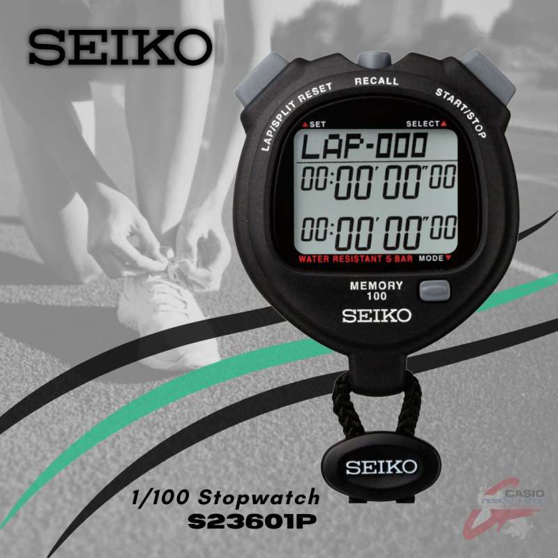 Promo Stopwatch Seiko S23601p Original S23601p1 100 Lap Memory 1/100 ...
