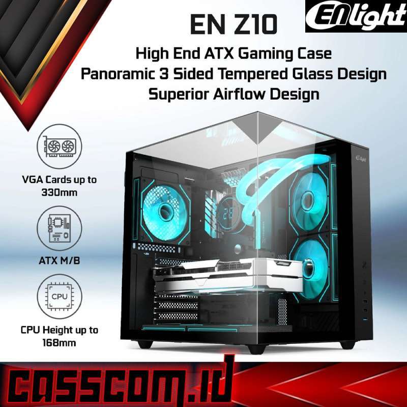 Jual Casing Enlight Z10 Atx Free 3 Fan Argb Gaming Case Black Di Seller ...