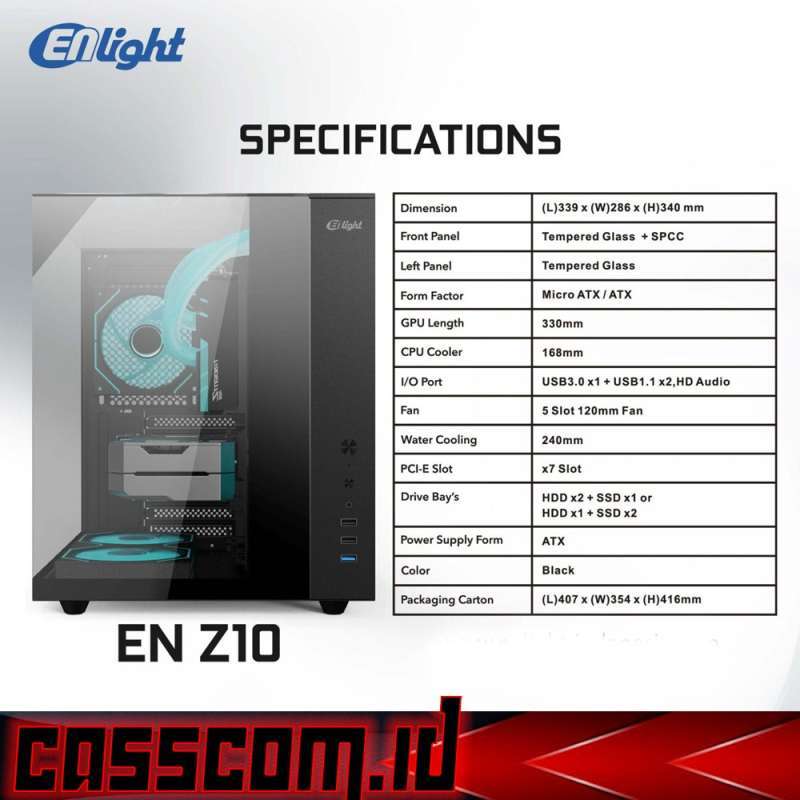 Jual Casing Enlight Z10 Atx Free 3 Fan Argb Gaming Case Black Di Seller ...