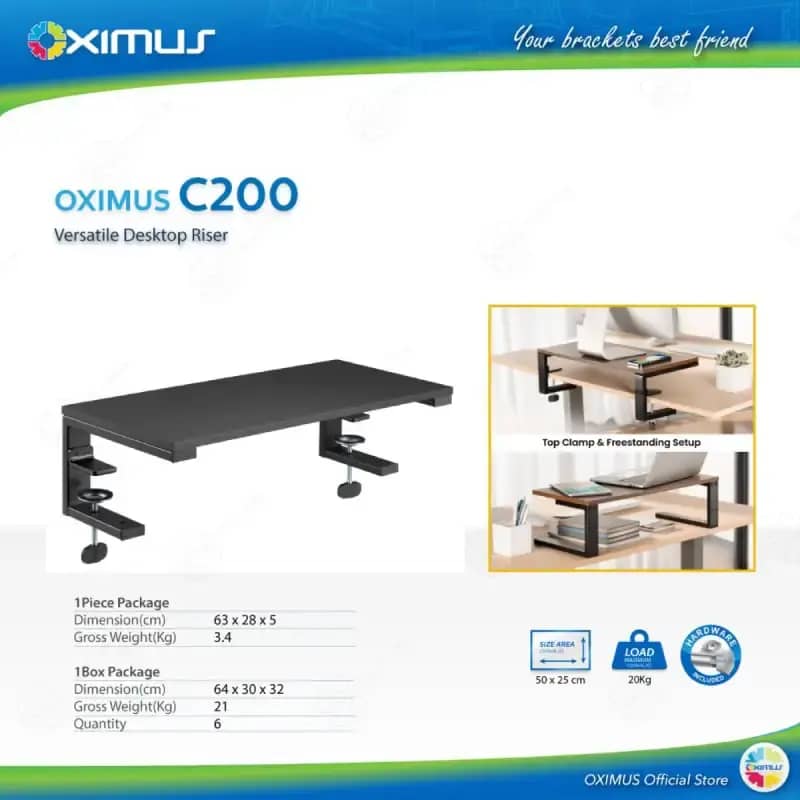 Promo Desktop Monitor Riser Desk Shelf Stand Deskmount Clamp On Oximus ...
