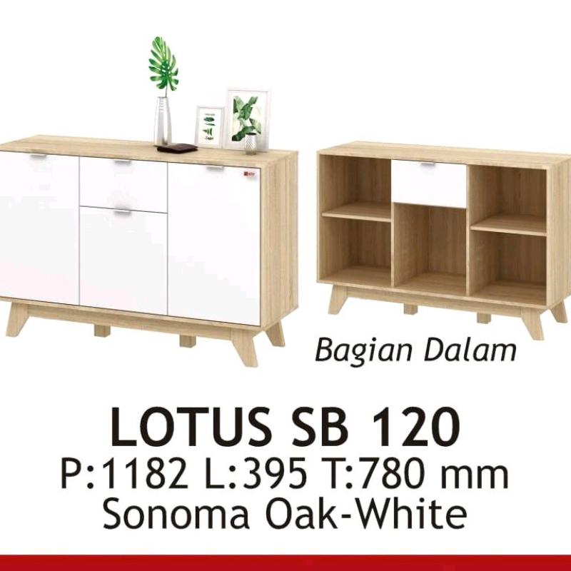 Jual Rak Serbaguna Sideboard Modern Minimalis Lotus Sb 120 - Sonoma Oak-white Di Seller ...