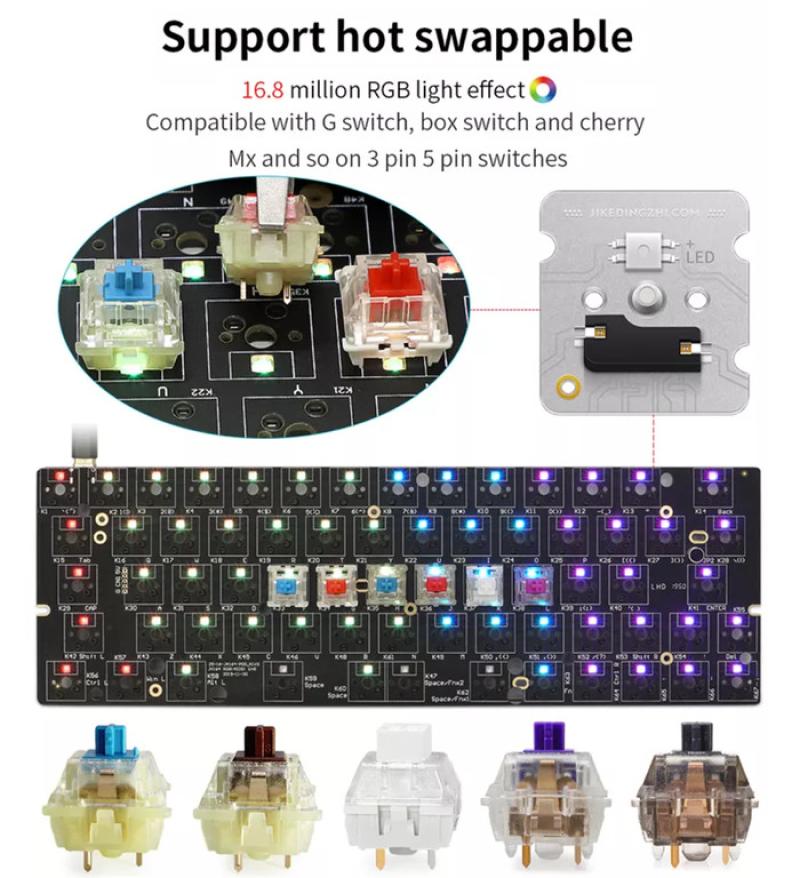 Jual Geek Gk64x Gk64xs Mechanical Keyboard Kit Hotswap 3 Or 5 Pin Rgb ...