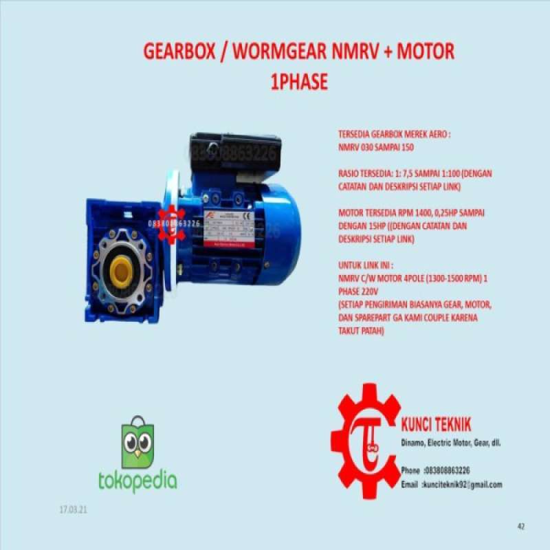 Promo Worm Gear/ Gearbox/ Gear Reducer Nmrv 040 Ratio 7,5 - 40 Dengan ...