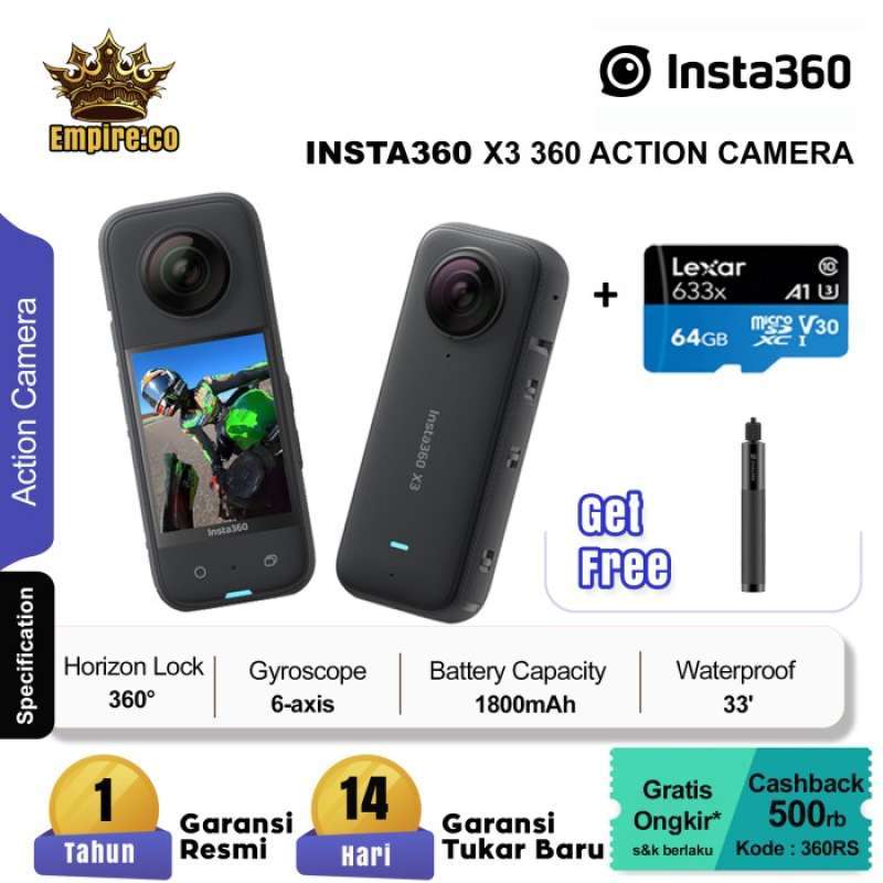 Promo Insta360 X3 Waterproof 360 Action Camera Diskon 1% di Seller KurstMarts - Kapuk, Kota ...
