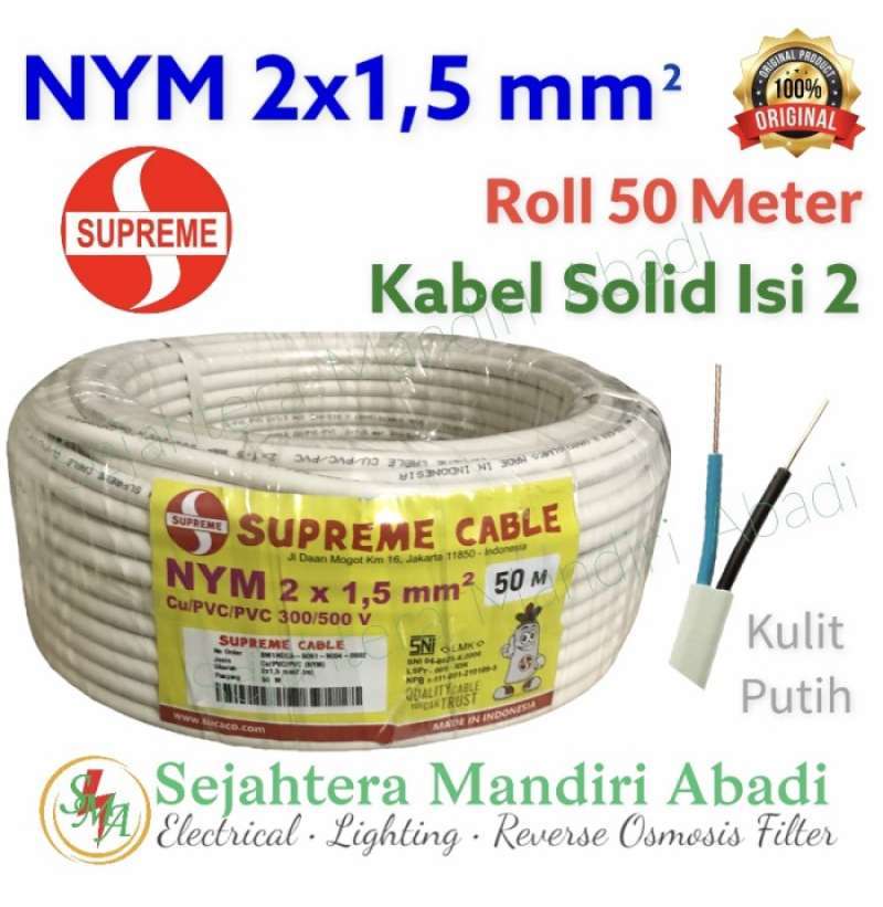 Promo Kabel Listrik Nym 2X1,5 50M Supreme Kawat Tunggal Putih ...