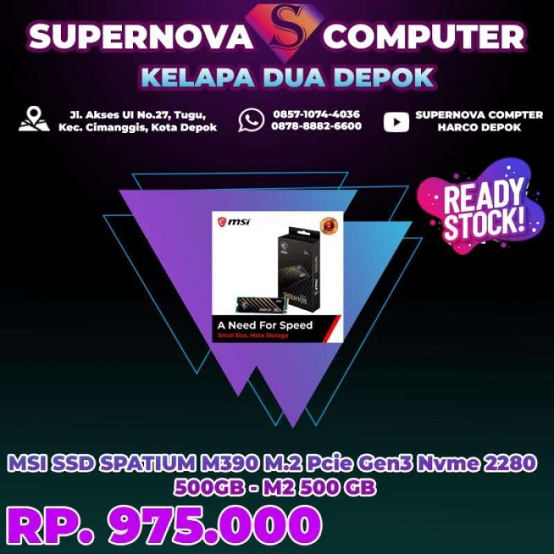 Jual Msi Ssd Spatium M390 M.2 Pcie Gen3 Nvme 2280 500Gb - M2 500 Gb ...