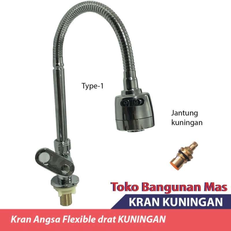 Jual Kran Angsa Flexible Stainless Drat Kuningan Tancap Sink/ Keran ...