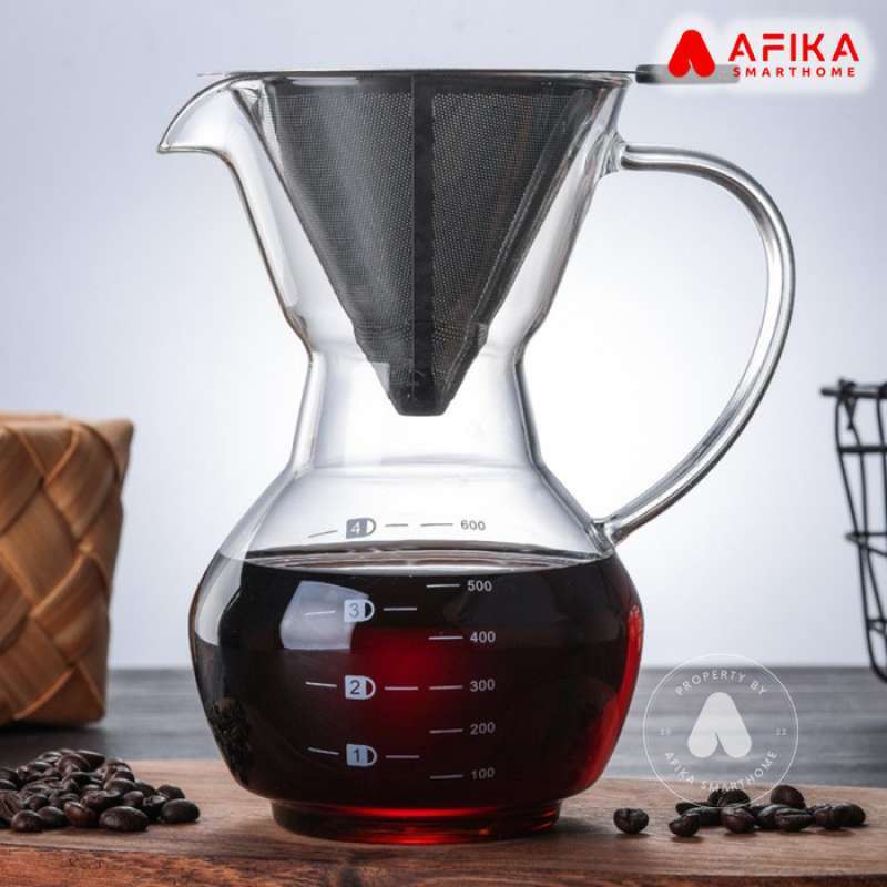 Promo Coffee Maker Pot V60 Teko Kopi Barista Kaca Tahan Panas Api + Filter Diskon 92% di Seller ...