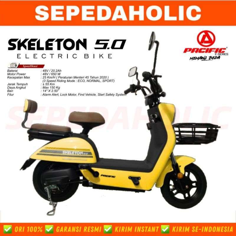 Jual Sepeda Motor Listrik PACIFIC SKELETON 5.0 Electric E Bike 650 Watt ...