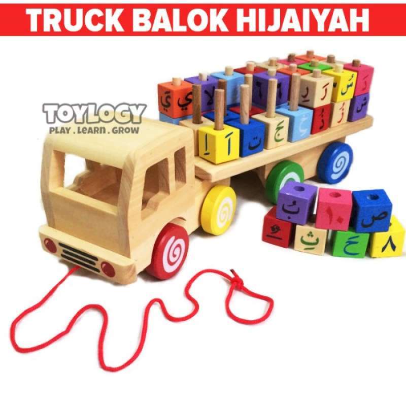 Promo Toylogy Mainan Edukasi Anak Mobil Truk Kayu Balok Abjad Huruf ...