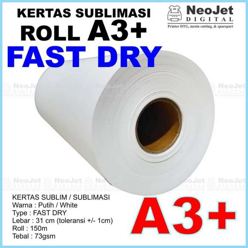 Jual Kertas Sublim FAST DRY Sublimasi FASTDRY Paper Roll lebar 31 cm A3 ...