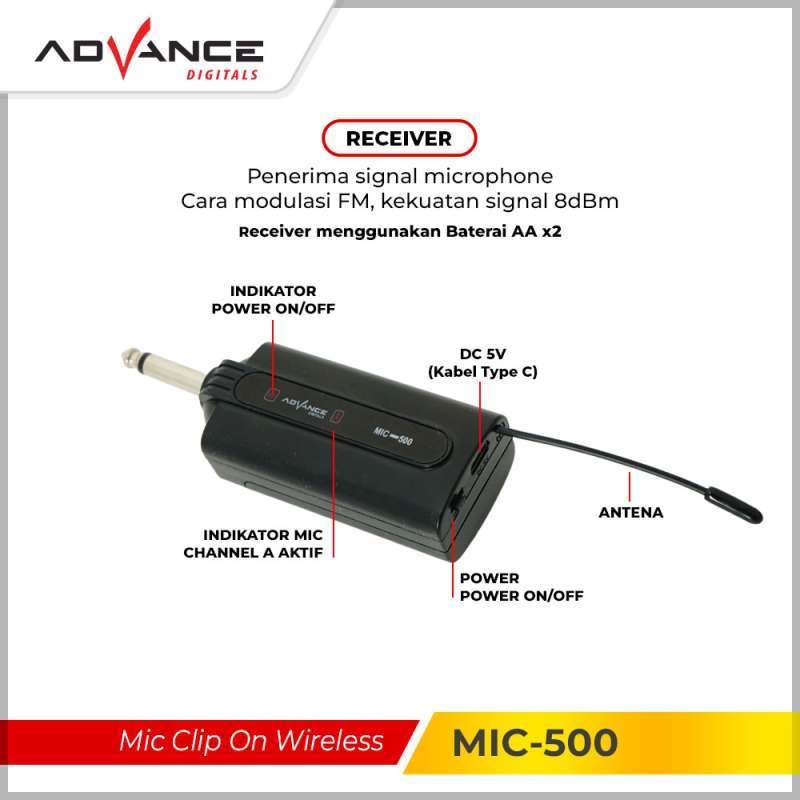 Promo Clip On Advance Mic 500 Mic Bando Wireless Mic Clip On / Mikrofon ...