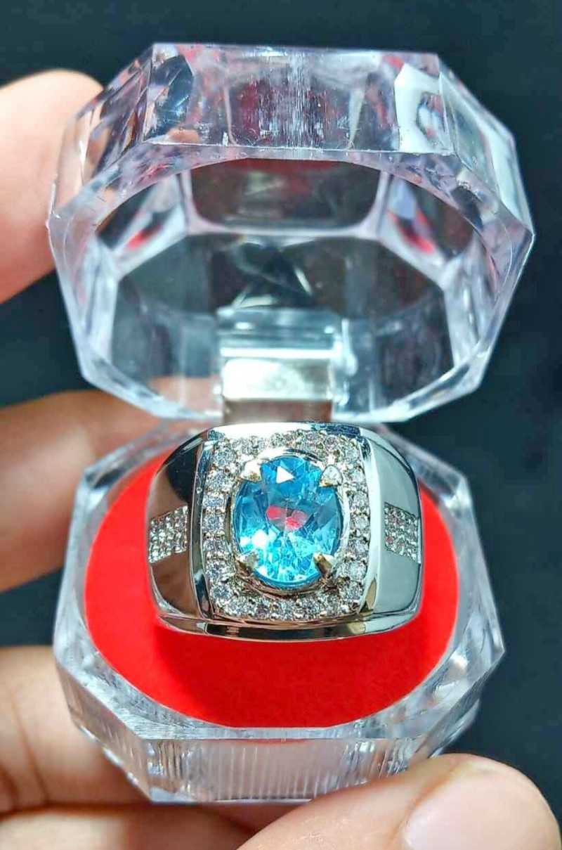 Promo Batu permata cincin blue topaz beserta memo - 9 Diskon 1% di ...