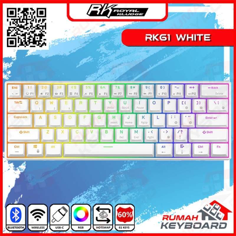 Promo Mechanical Keyboard - Royal Kludge - Rk61 - 3 Mode - Rgb - White ...