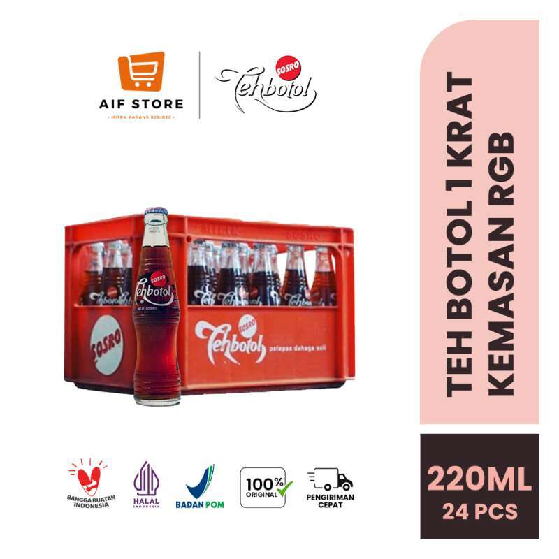 Promo Teh Botol Sosro 1 Krat Kemasan RGB isi 220 ml Original BPOM - 24 ...