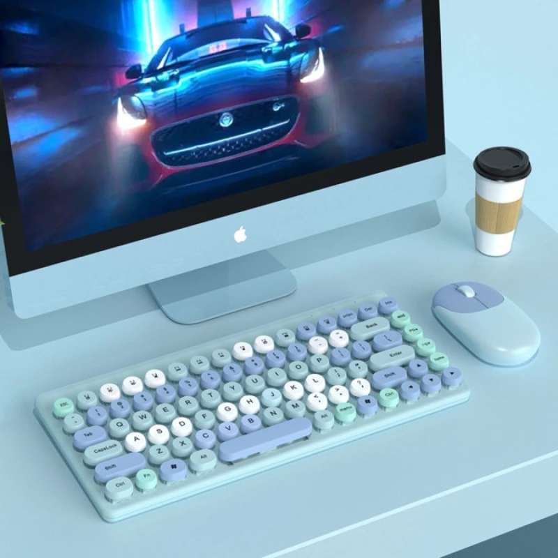 Promo Original Wireless Keyboard And Mouse Set Round Mixed Color 2.4 ...