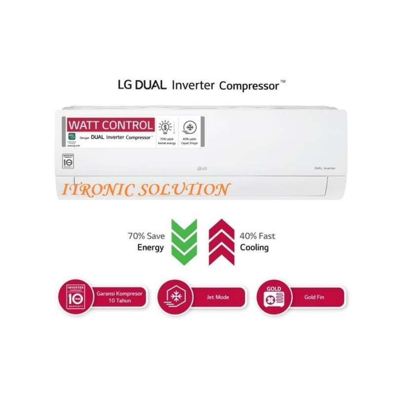 Jual LG AC Dual Cool Inverter Wall Mounted Split Eco 1/2 PK - T06EV4 di ...