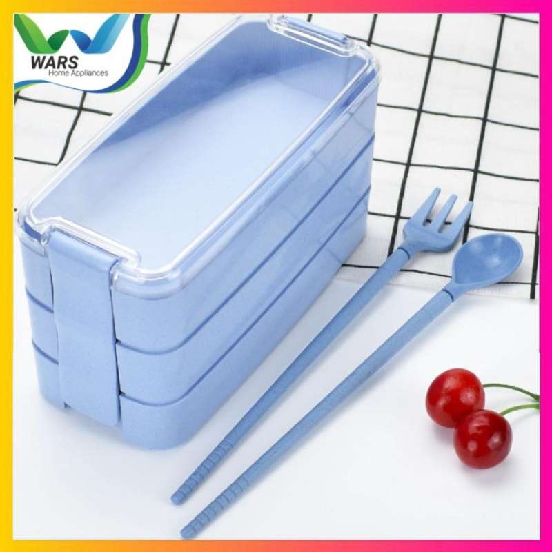 Jual Lunch Box Tempat Bekal Makan 3 Tingkat Wars Wheat Straw 900 Ml ...