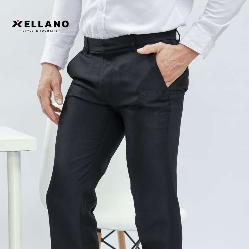 Promo Celana Bahan Pria Slim Fit Formal Kain Hitam Garvin Size 27 - 38 Kantor Jumbo Diskon 36% ...