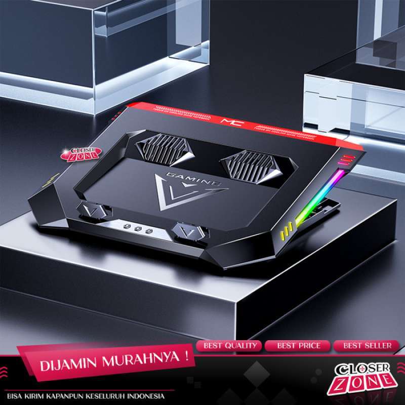 Jual Gaming Cooling Pad Laptop Turbocharged Radiator LED Light 2 Fan di ...
