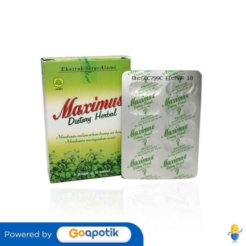 Jual Maximus Dietary Herbal Box 30 Kapsul Di Seller Apotek Indo Sehat ...