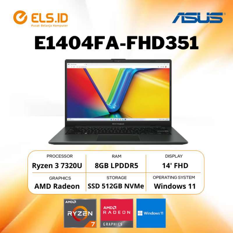 Promo Asus Vivobook Go 14 E1404FA-FHD351 Ryzen 3 7320U 8GB SSD 512GB 14 ...