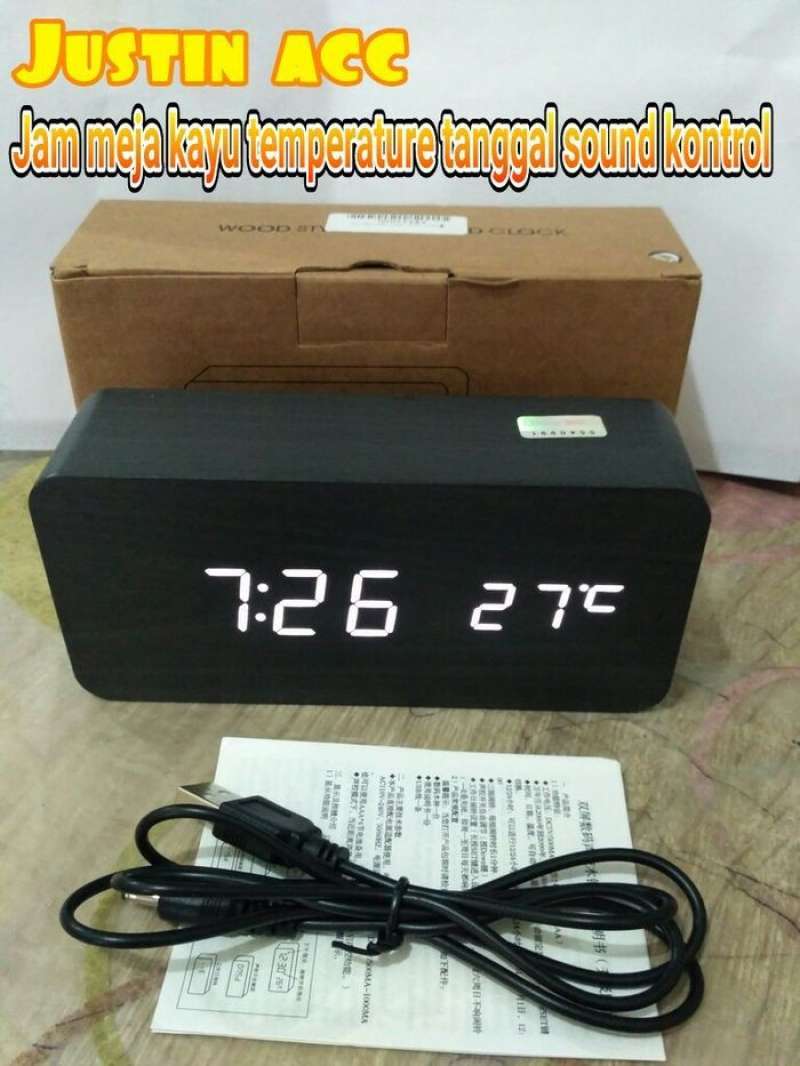 Promo jam unik desain kayu led digital/termometer jam meja/jam keren ... Promo jam unik desain kayu led digital/termometer jam meja/jam keren ...