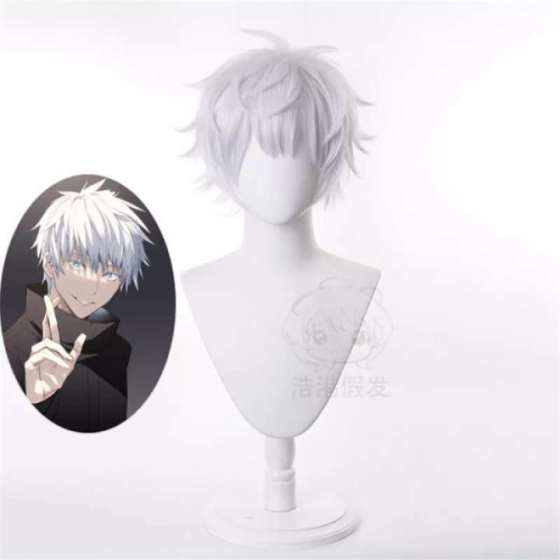 Promo Wig Cosplay Silver Putih Gojo Satoru Jujutsu Kaisen Rambut Palsu ...