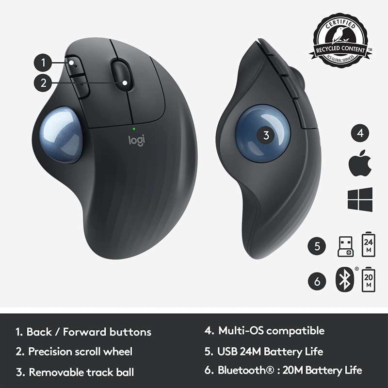 Promo Mouse Logitech Ergo M575 Wireless Trackball Notebook USB New ...