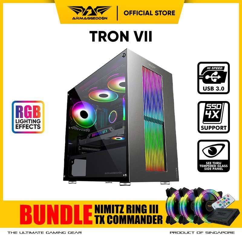 Promo Armaggeddon Tron VII M-ATX Gaming PC Case with Tempered Glass ...