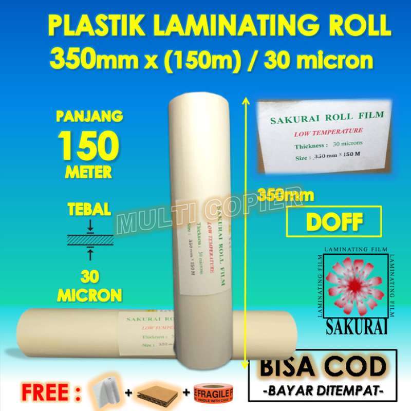 Promo Plastik Laminating Film Roll Sakurai Doff 350 Mm X 150 M 30 ...