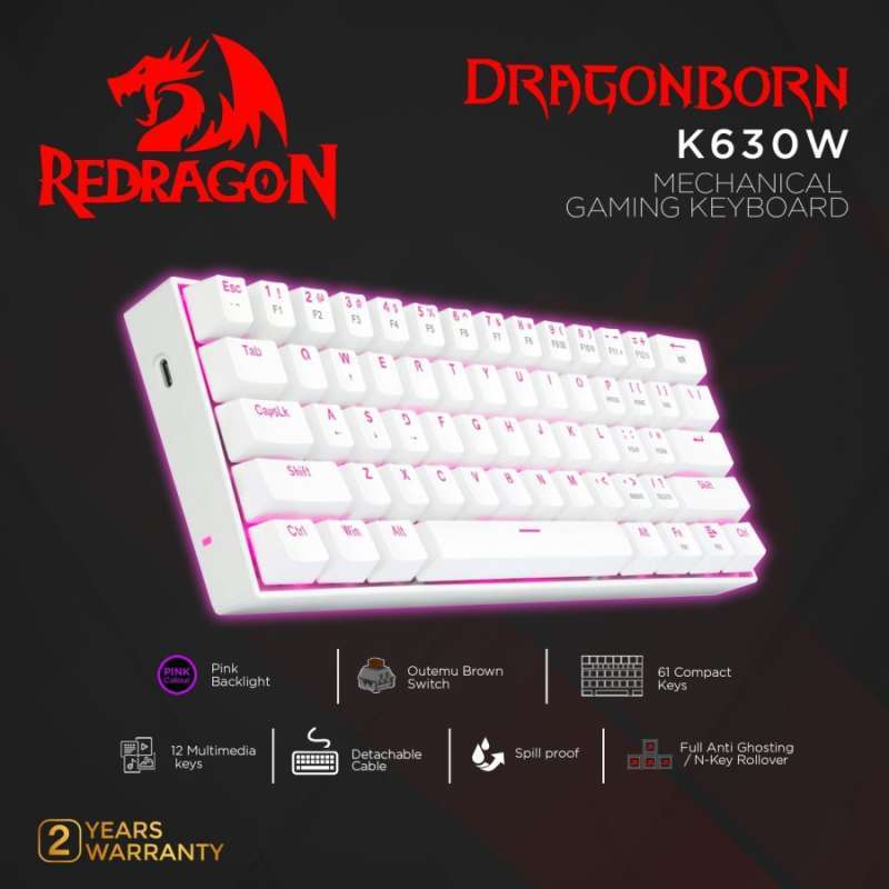 Jual Redragon Mechanical Gaming Keyboard Dragonborn White Di Seller ...