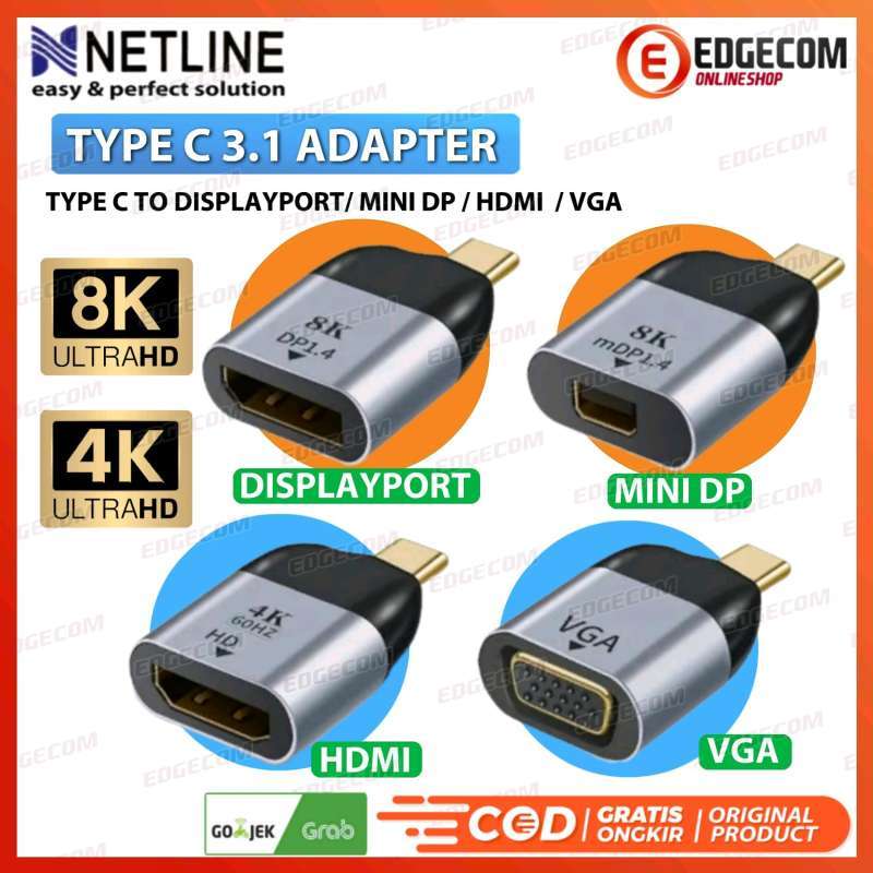 Jual TYPE C 3.1 dongle adapter to HDMI VGA DISPLAYPORT MINI DP 8K 4K NETLINE - MINI DP di Seller ...